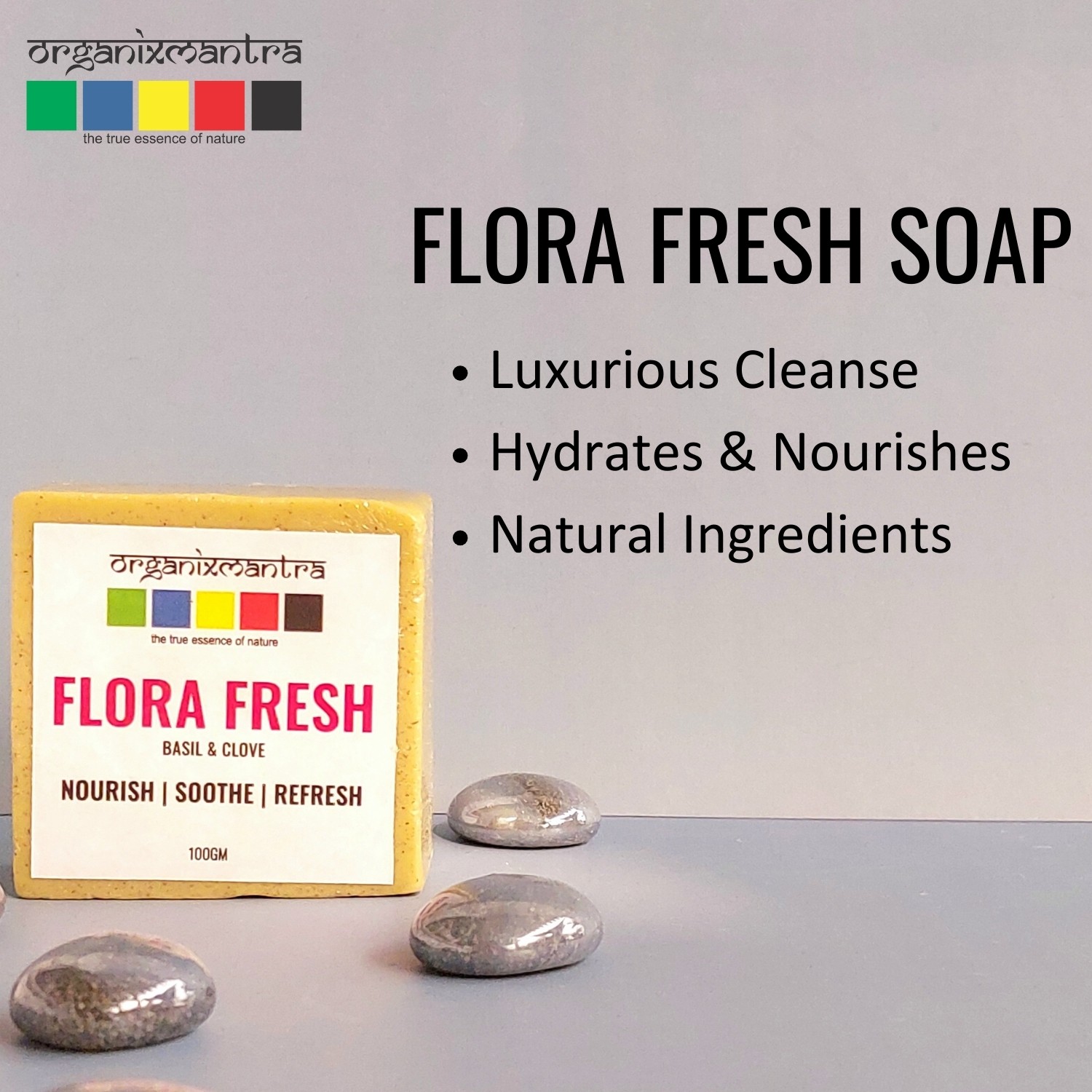 Organix Mantra Flora Fresh Natural Bath Soap Infused With Basil & Clove|Hydrating Coconut ...